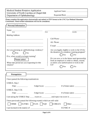 Fillable Online med unc UNC Eye Medical Student Rotation Application ...