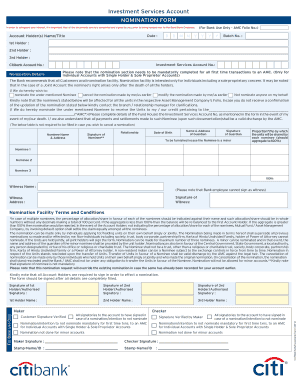 Fillable Online Stand Alone Nomination Form - Citibank India Fax Email ...