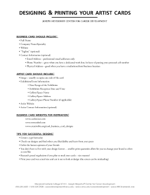 Fillable Online mica designing & printing your artist cards Fax Email ...