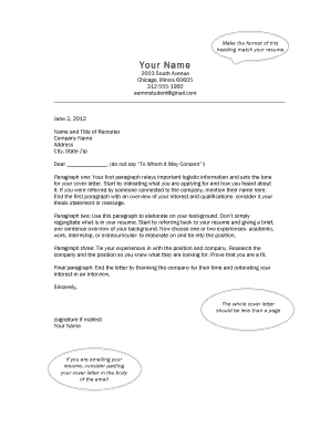 Fillable Online Cover Letter Example - Students - Columbia College ...