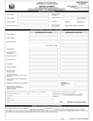 Fillable Online NOT FOR SALE REPUBLIC OF THE PHILIPPINES DEPARTMENT OF ...