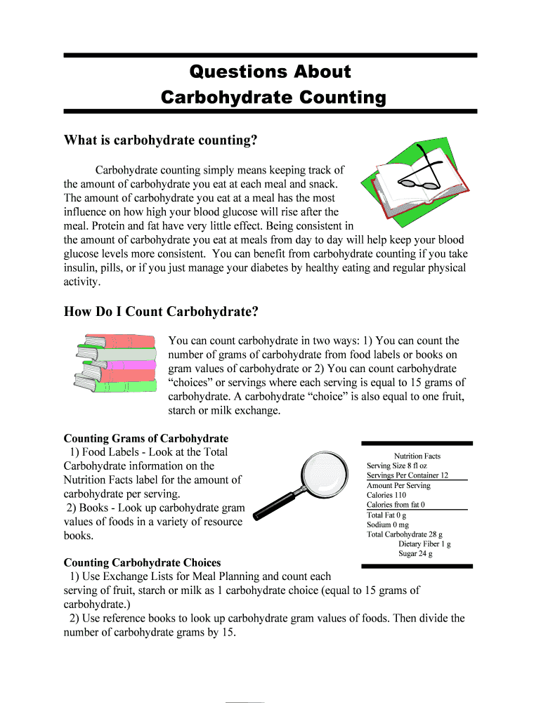 Fillable Online What Is Carbohydrate Counting Fax Email Print PdfFiller