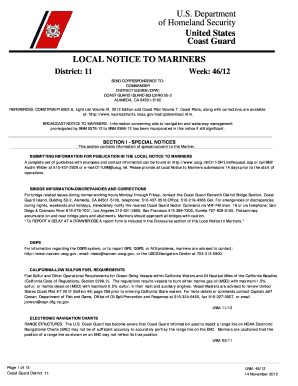 Fillable Online danapointboaters Local Notice To Mariners Week #46-2012 ...