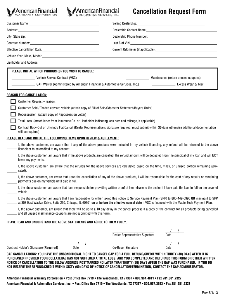 American Financial Cancellation Form - Fill and Sign Printable Template ...
