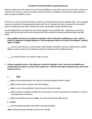 Fillable Online A Checklist for Reviewing Publisher Copyright ...