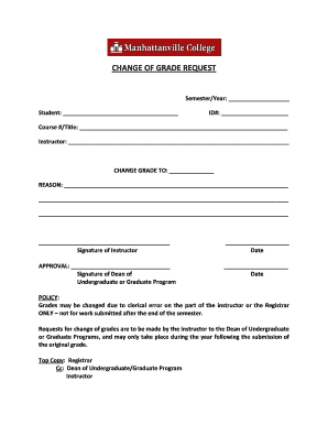 Fillable Online Request for Change of Grade Fax Email Print - pdfFiller