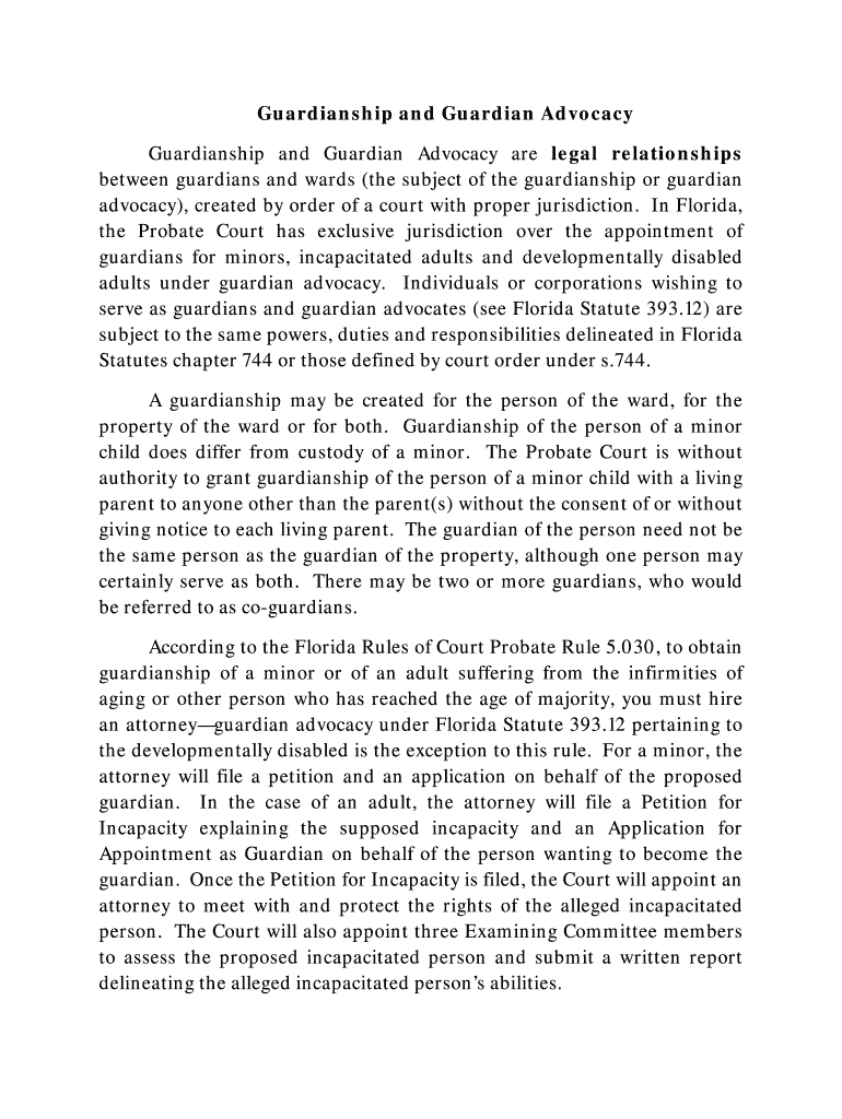 Fillable Online Guardianship and Guardian Advocacy Fax Email Print ...