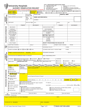 Fillable Online uhhospitals Surgery Reservation Request and ...