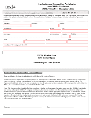 Fillable Online nwfa Application and Contract for Participation - nwfa ...