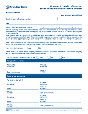 Fillable Online stanbicbank co Consent to credit references, - My ...
