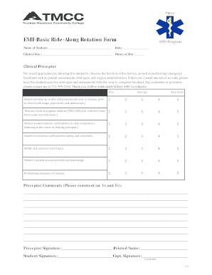 Fillable Online tmcc EMT-Basic Ride-Along Rotation Form - tmcc Fax ...