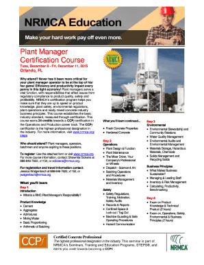 Fillable Online nrmca Certification Course - nrmca Fax Email Print ...