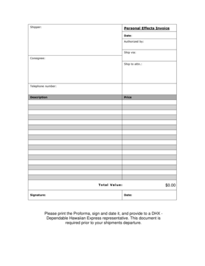 Fillable Online Personal Effects Invoice Fax Email Print - pdfFiller