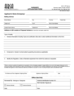 Fillable Online absa AB-140 Variance Application Form - ABSA - absa Fax ...