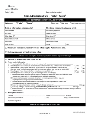 Fillable Online Prior Authorization Form - AmeriHealth Fax Email Print ...