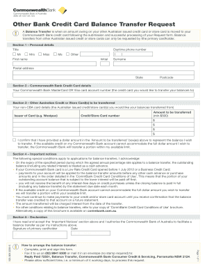 Fillable Online commbank com commbank credit card balance transfer form ...
