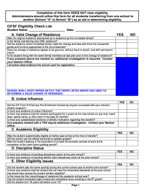 Fillable Online CIF Eligibility Checklist - CIF San Francisco Section ...