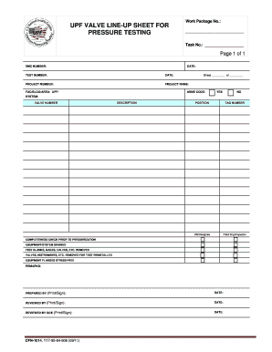Fillable Online y12 doe CFN-1014 UPF Valve Line-up Sheet for Pressure ...