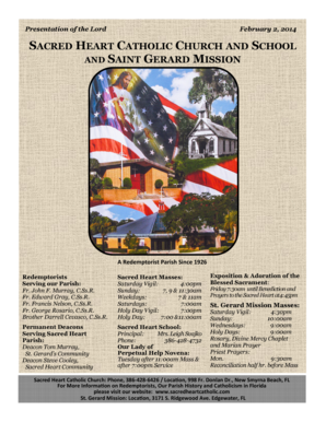 Fillable Online Presentation of the Lord February 2, 2014 SACRED HEART ...