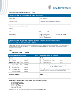 Fillable Online lsus Vision Plan Out-of-Network Claim Form - Louisiana ...