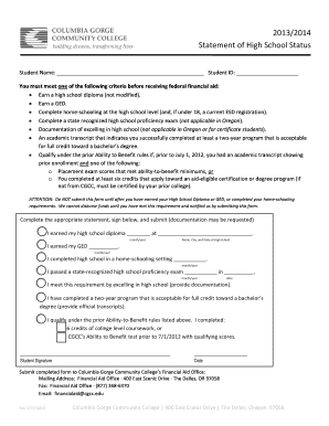 Fillable Online Statement-of-High-School-Status-2014 Fax Email Print ...