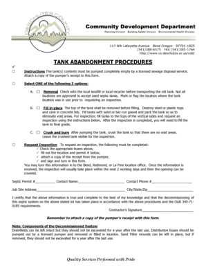 Fillable Online TANK ABANDONMENT PROCEDURES Fax Email Print - pdfFiller