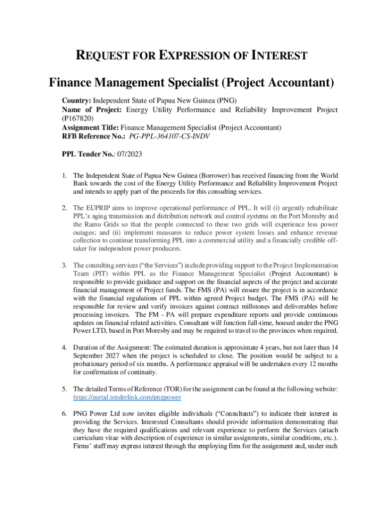 Fillable Online Finance Management Specialist (project Accountant) Fax Email Print - pdfFiller