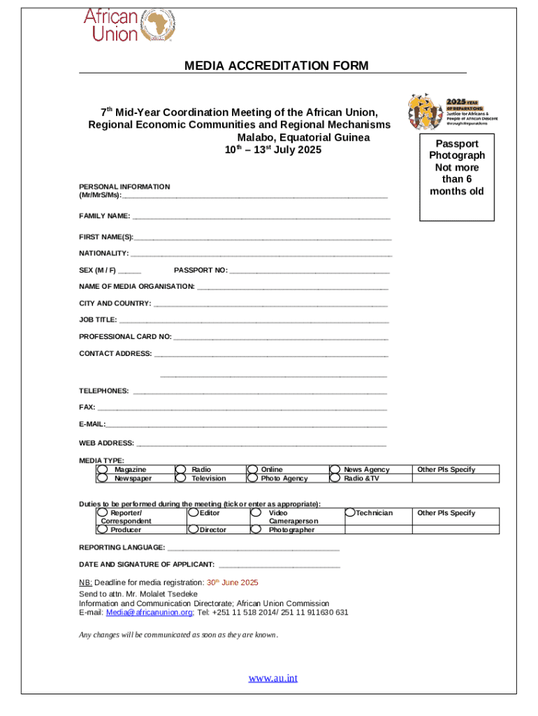 Media Accreditation Doc Template | pdfFiller