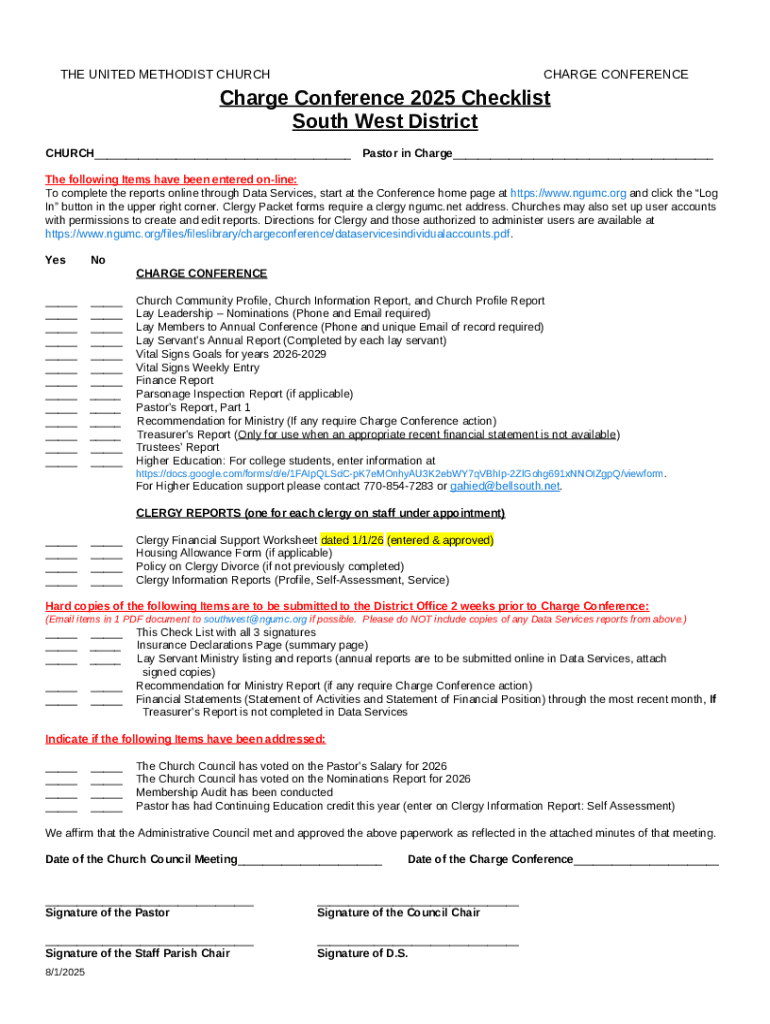 Charge Conference 2025 Checklist Doc Template | pdfFiller