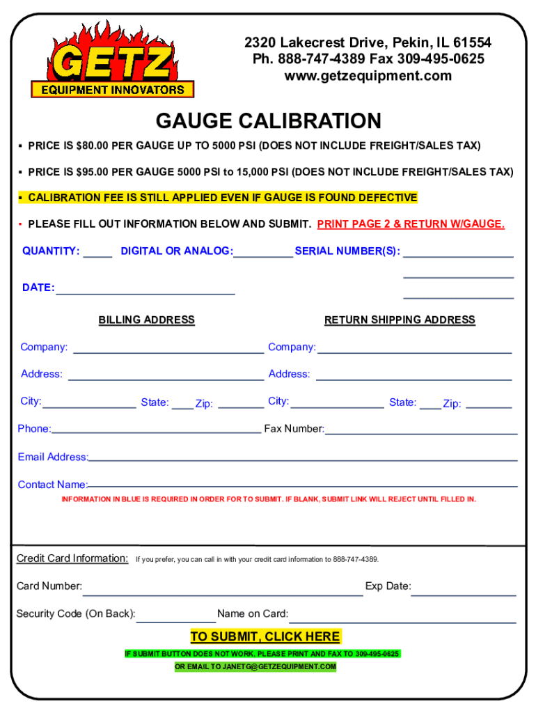 Fillable Online Gauge Calibration Fax Email Print - pdfFiller