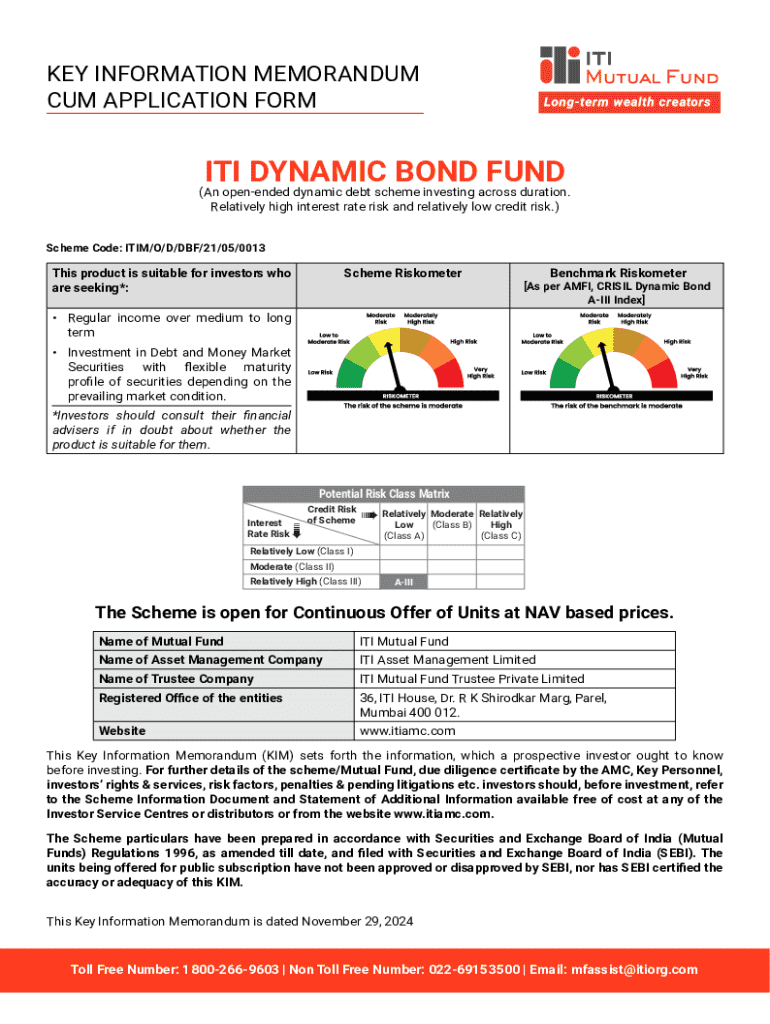 Fillable Online Iti Dynamic Bond Fund Fax Email Print - pdfFiller