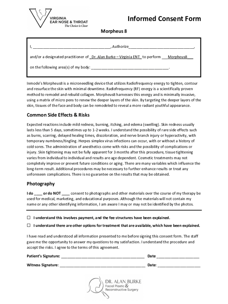 Fillable Online Informed Consent for Morpheus 8 Procedure Fax Email Print - pdfFiller