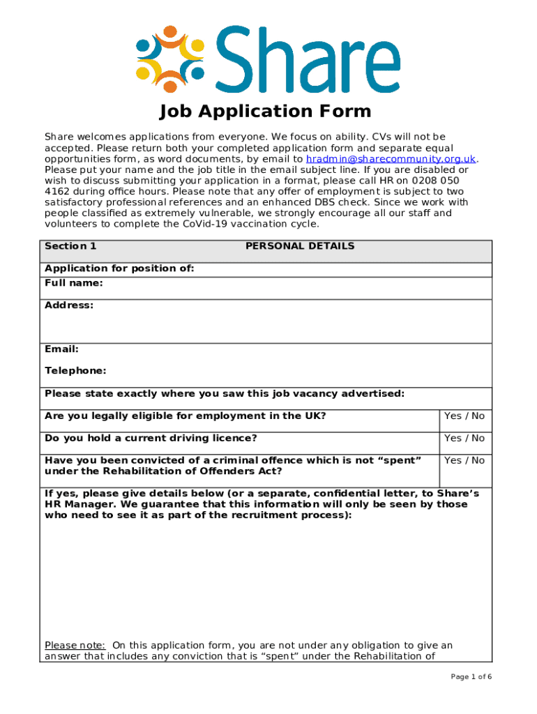 Job Application Doc Template | pdfFiller