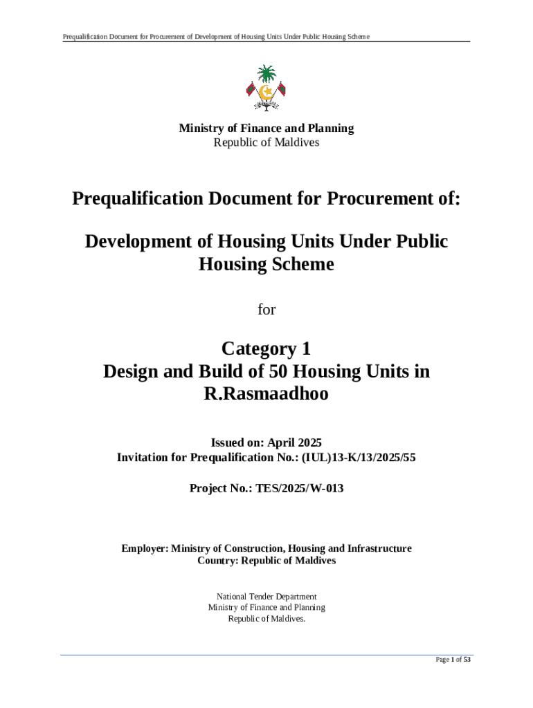 Prequalification Document for Procurement of Housing Units Doc Template ...
