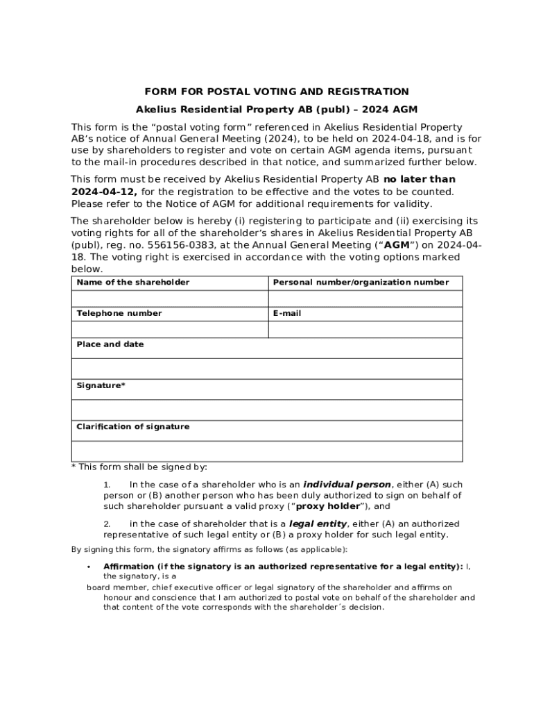 Postal Voting and Registration Doc Template | pdfFiller
