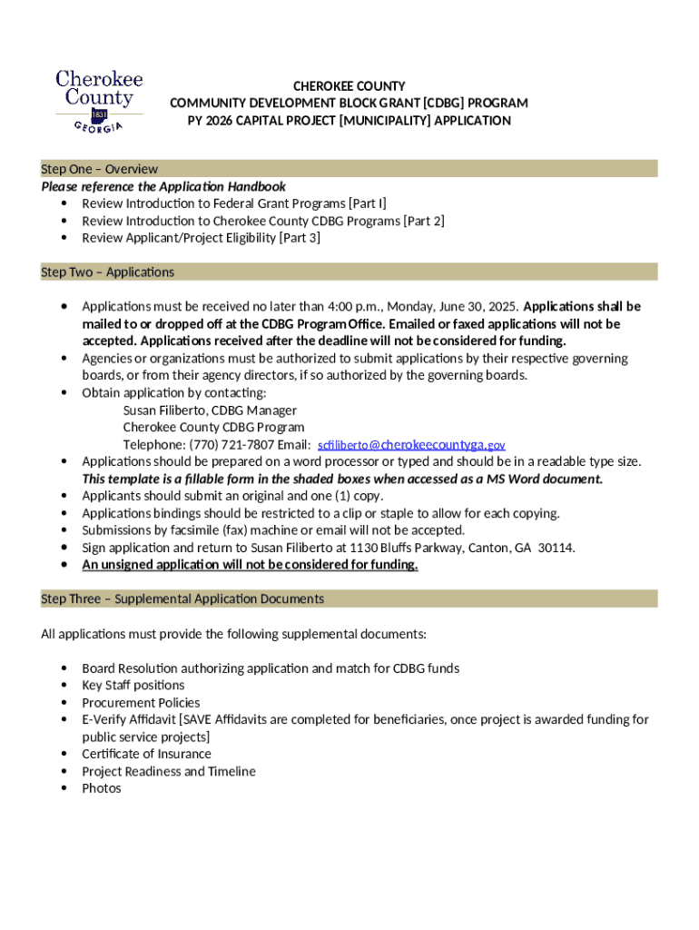 2026 CDBG Application Handbook ( ... Doc Template | pdfFiller
