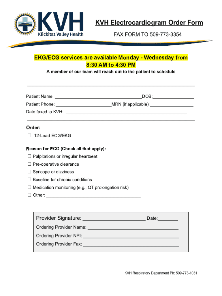 Fillable Online Ekg/ecg Services Order Form Fax Email Print - pdfFiller