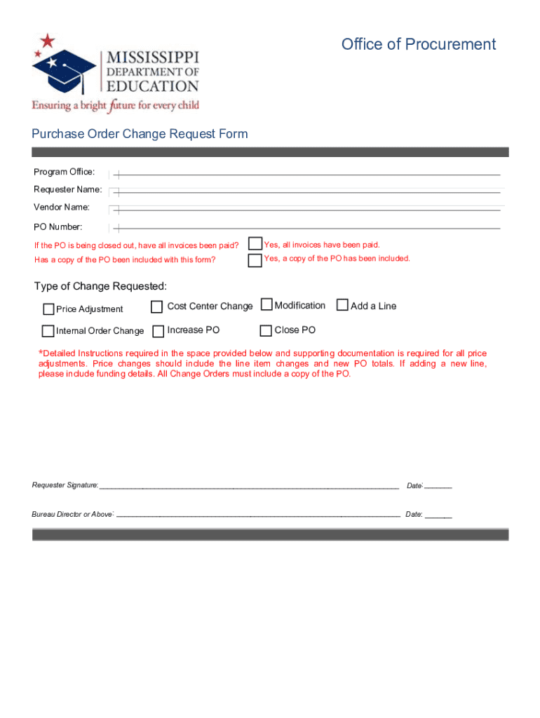 Fillable Online Purchase Order Change Request Form Fax Email Print - pdfFiller