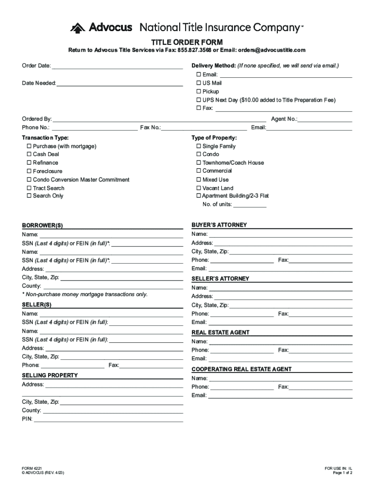 Fillable Online Title Order Form Fax Email Print - pdfFiller