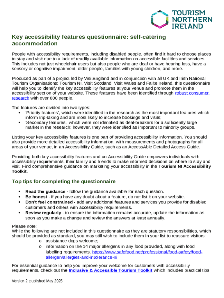 Key Accessibility Features Questionnaire Doc Template | pdfFiller