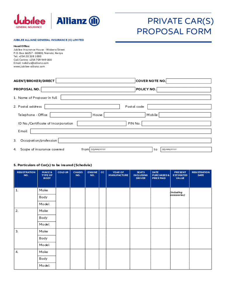 Fillable Online Private Car Insurance Proposal Fax Email Print - pdfFiller