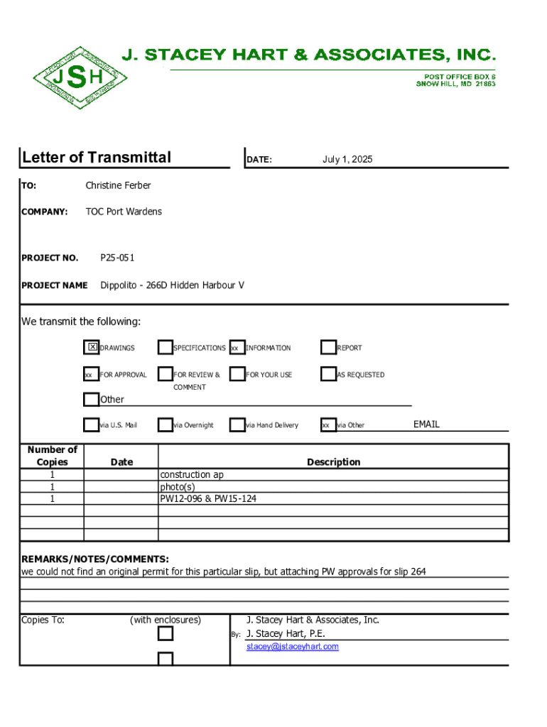 Fillable Online Letter of Transmittal Fax Email Print - pdfFiller