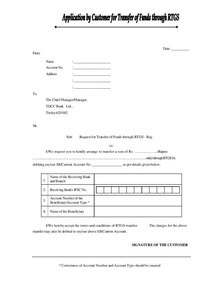 Fillable Online Request for Transfer of Funds Through Rtgs Fax Email Print - pdfFiller