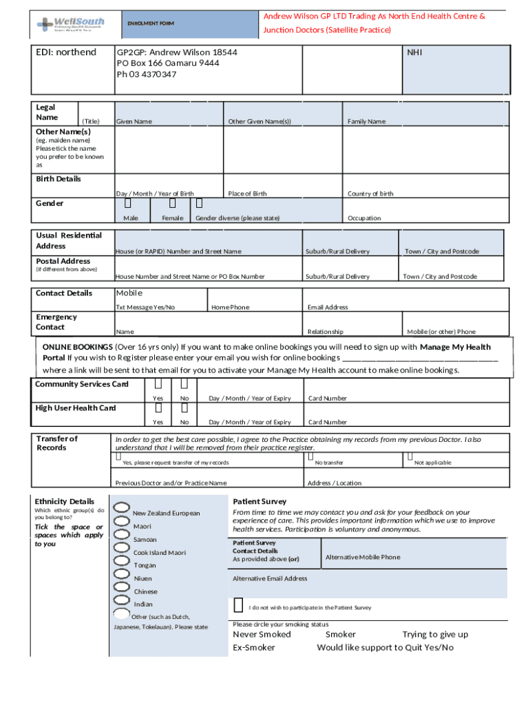 Enrolment Doc Template | pdfFiller