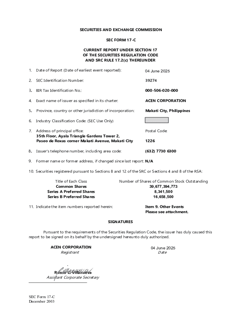 Fillable Online Current Report Under Section 17 of the Securities ...