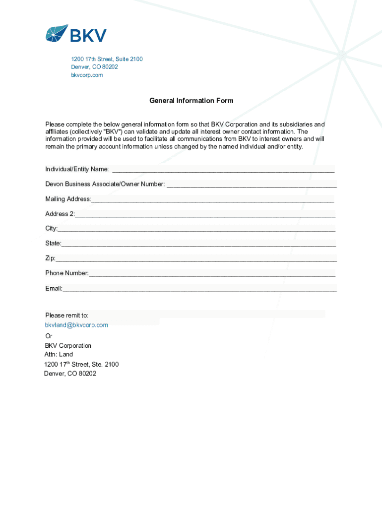 Fillable Online General Information Form Fax Email Print - pdfFiller