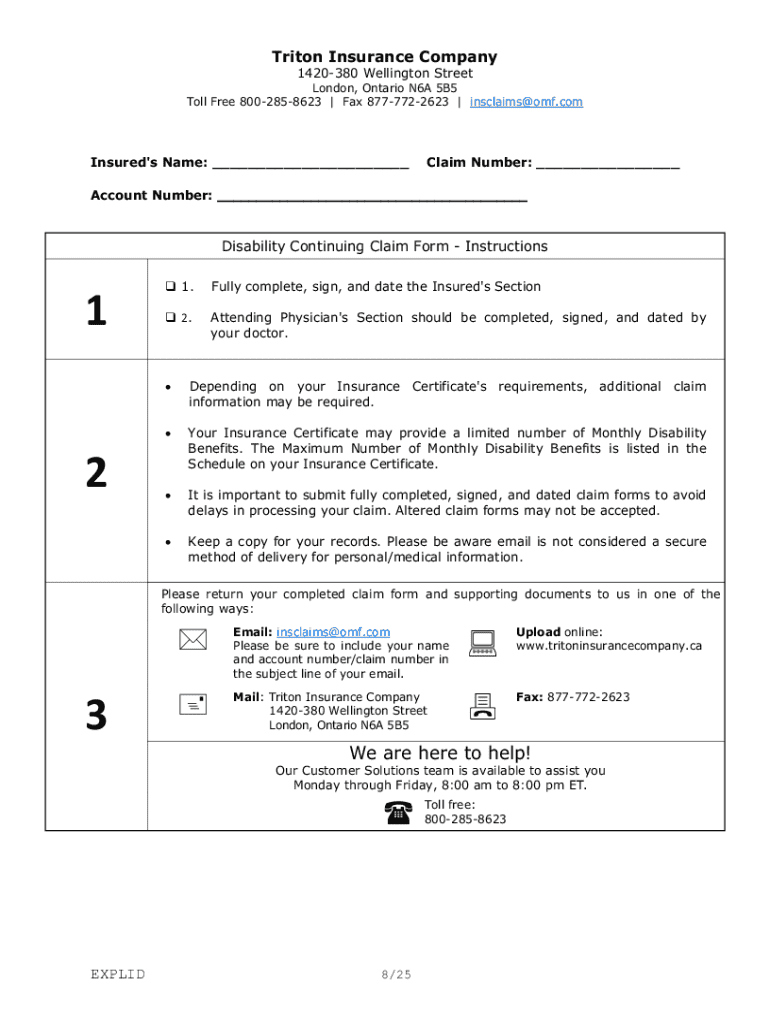 Fillable Online Disability Continuing Claim Form Fax Email Print ...