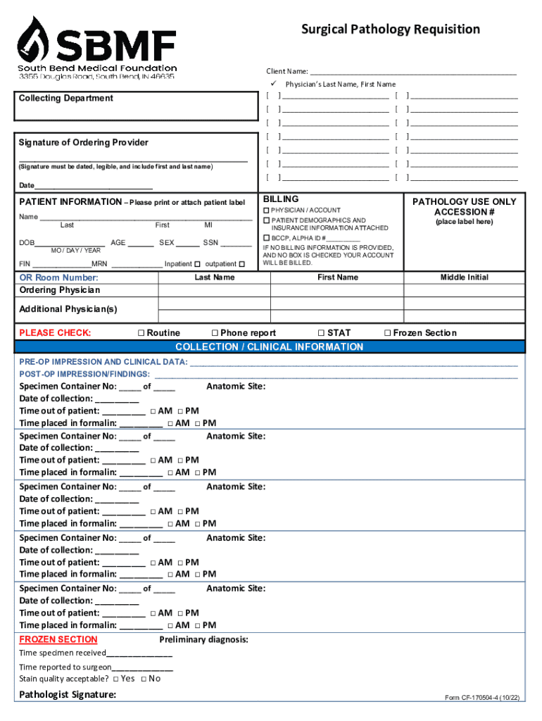 Fillable Online Surgical Pathology Requisition Fax Email Print - pdfFiller