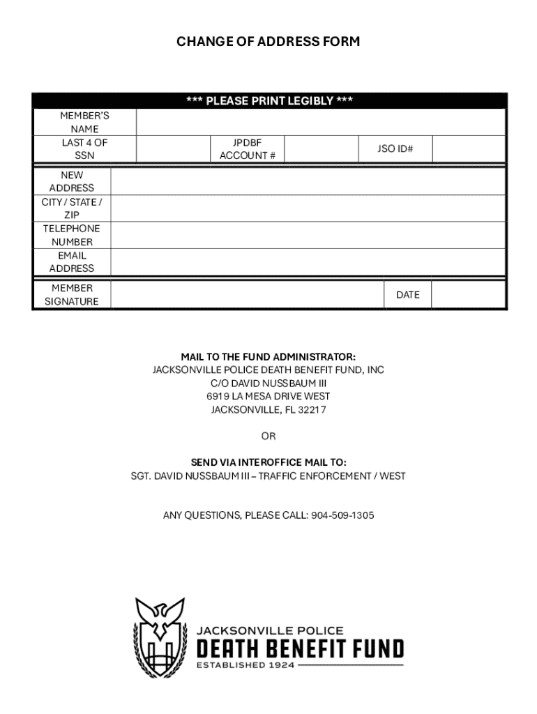 Fillable Online Change of Address Form Fax Email Print - pdfFiller