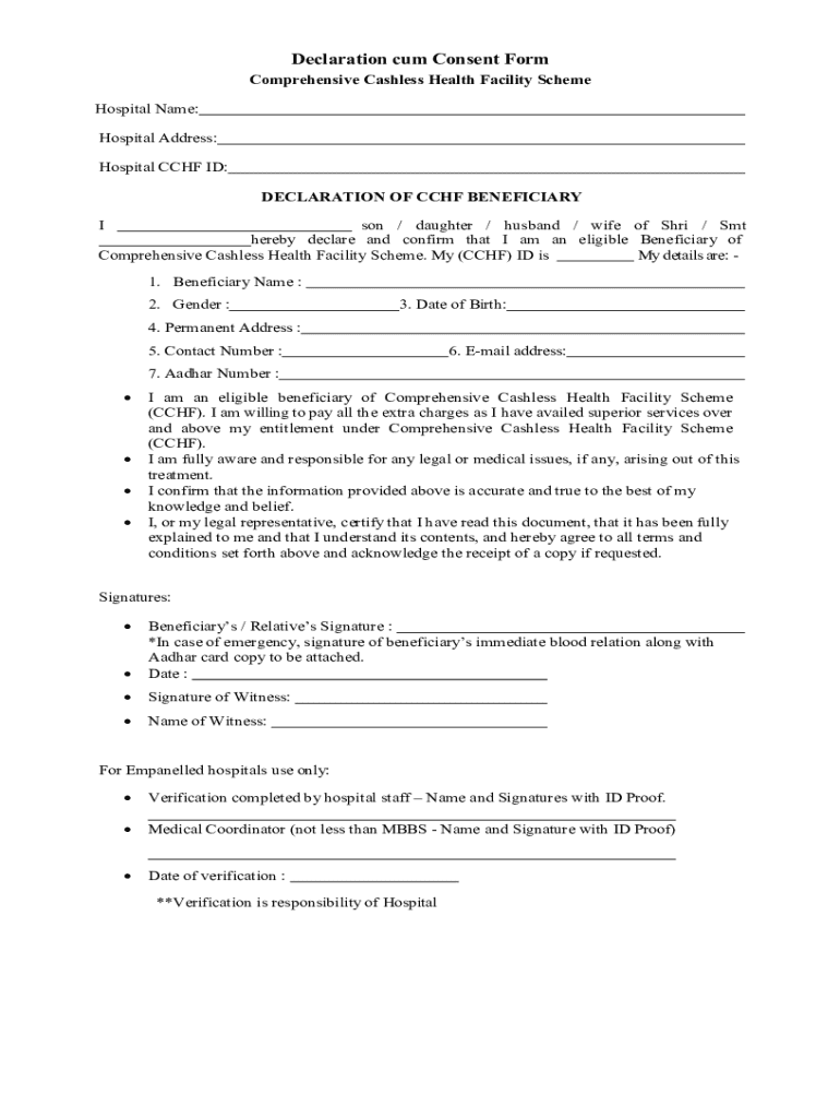 Fillable Online Comprehensive Cashless Health Facility Scheme Fax Email Print - pdfFiller